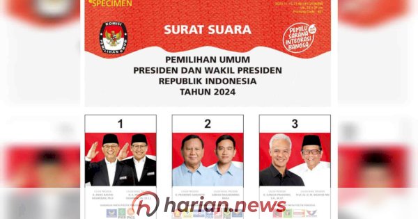 Penampilan Paslon Tampak Menarik, Begini Desain Surat Suara Pilpres 2024